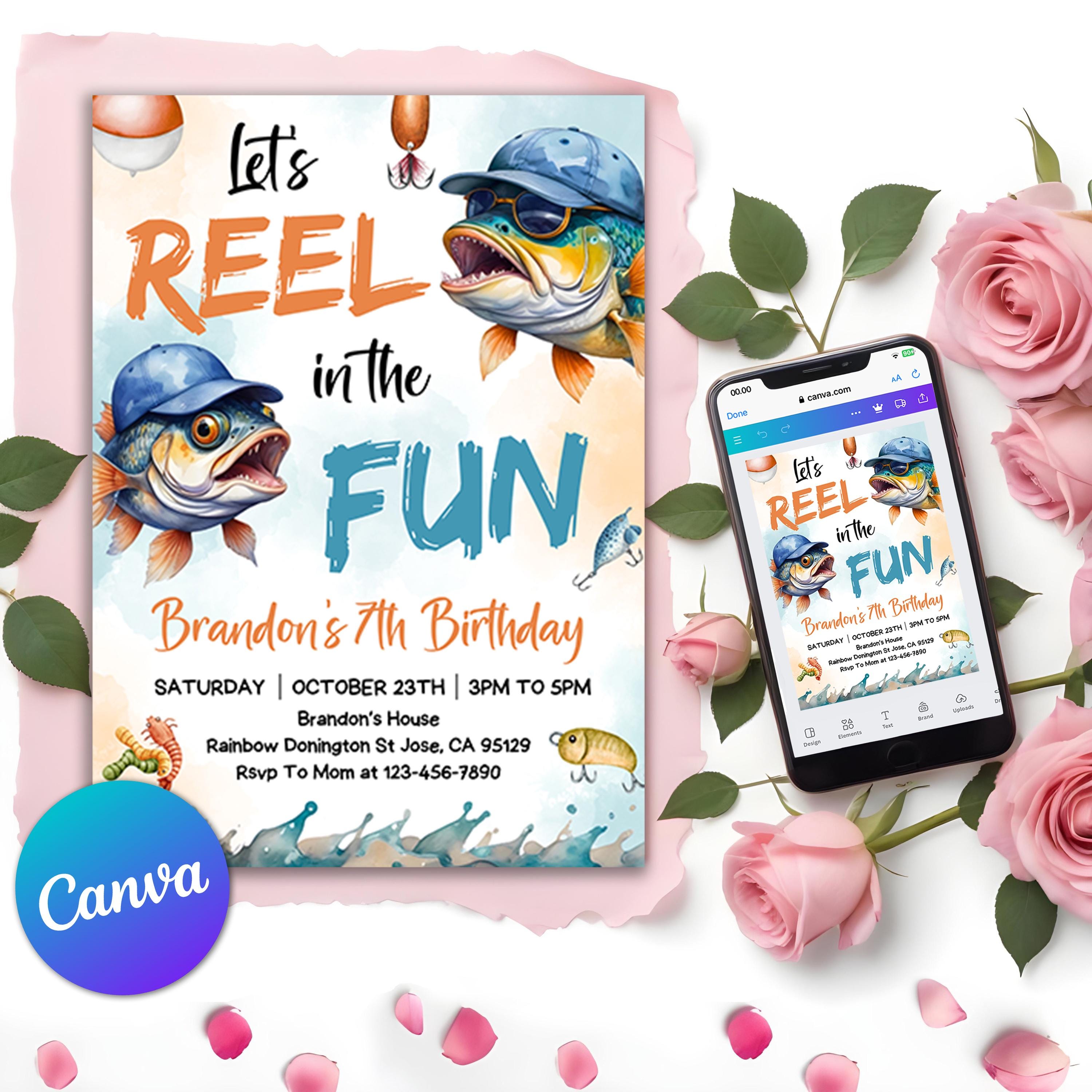 Fishing Birthday Invitation, Fish Birthday Invitation, Reel Fun Bass ...