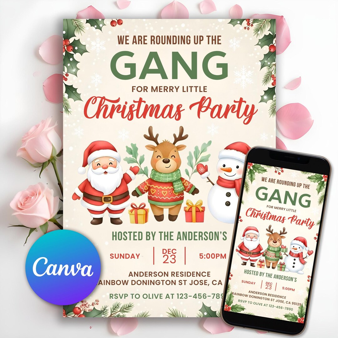 Reindeer Christmas Party Invitation, Rudolph Themed Holiday Party, We ...