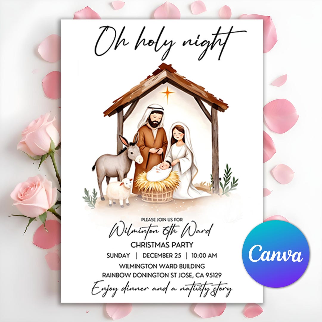 Christmas Ward Party Invitation, Nativity Christmas Party, LDS ...