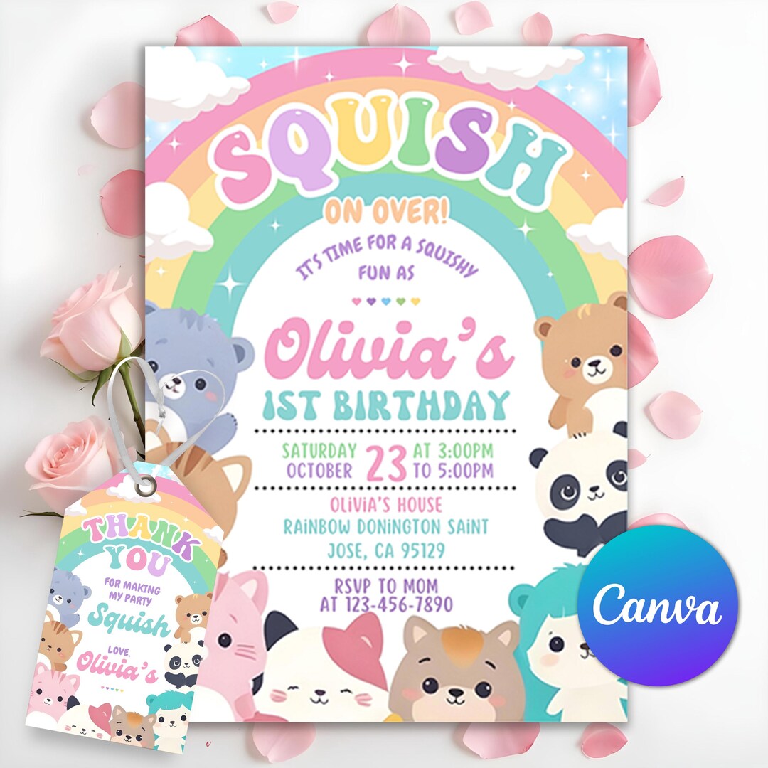 Squishmallow Birthday Invitation, Squishmallow Invitation, Squish ...