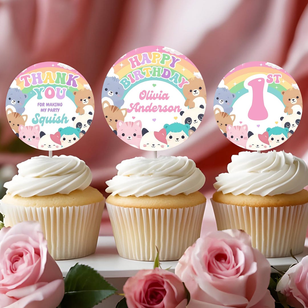 Squishmallow Birthday Cupcake Toppers, Squishmallow Favors, Squish ...