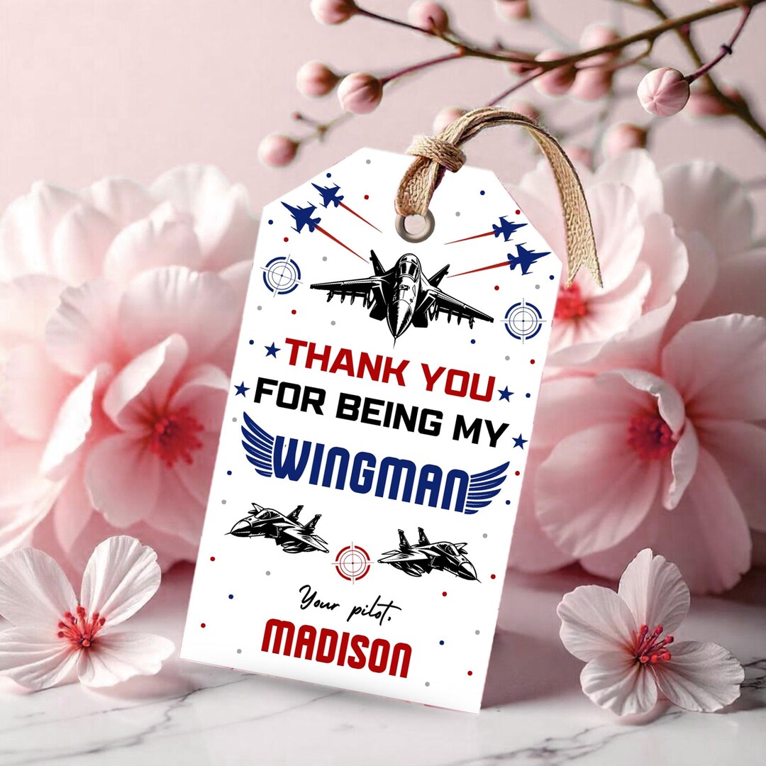 Fighter Pilot Birthday Thank You Gift Tag, Fighter Jet Pilot Party ...