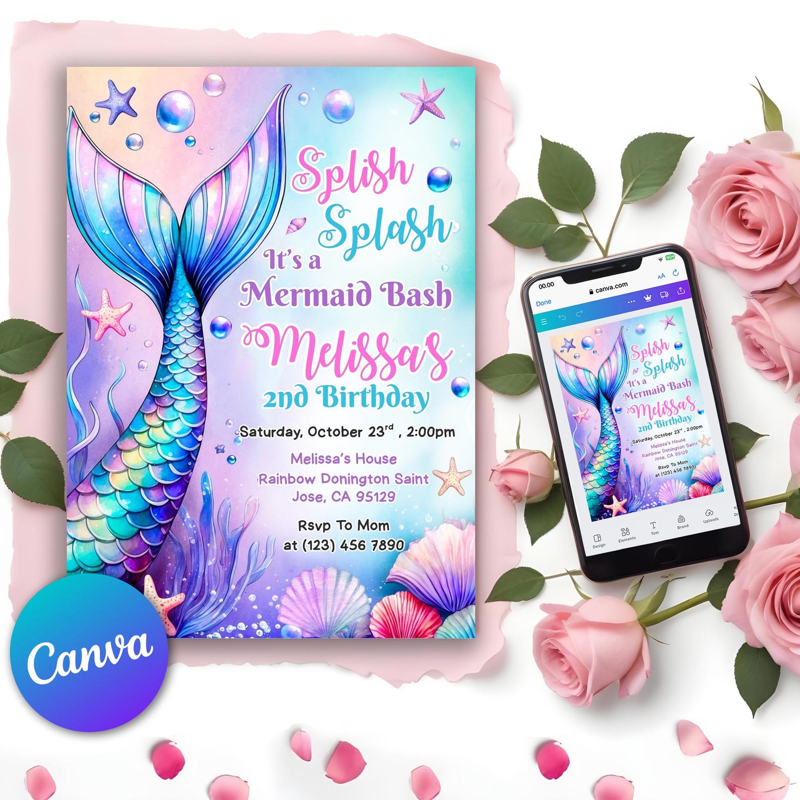 Mermaid Birthday Invitation, Mermaid Tail Birthday Invitation ...