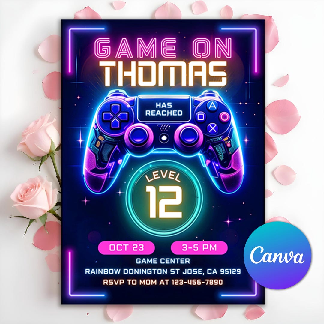Video Game Party Invitation, Level up Birthday Invite, Arcade Party ...