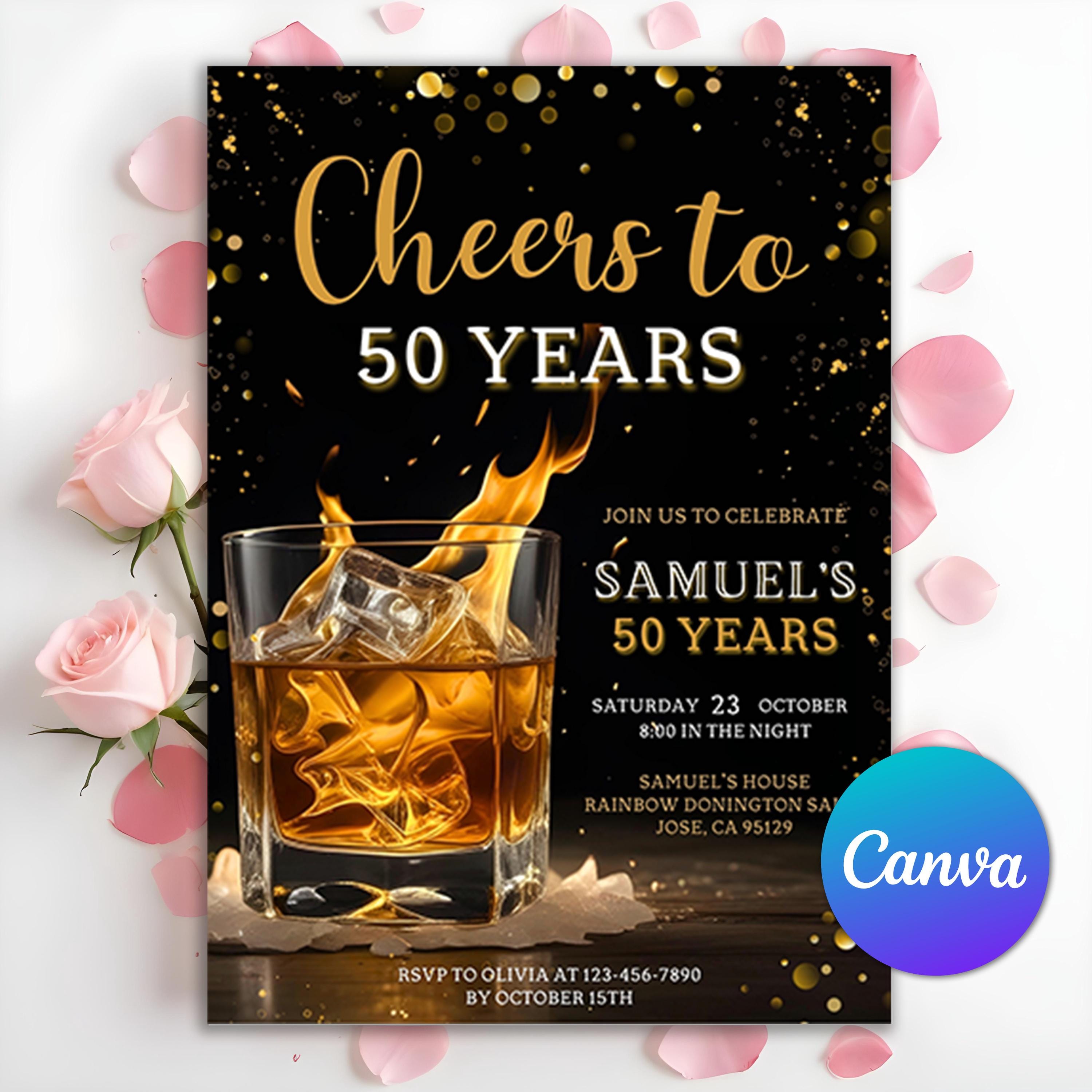 Whiskey Birthday Invitation, Editable Adult Men Birthday Invite ...