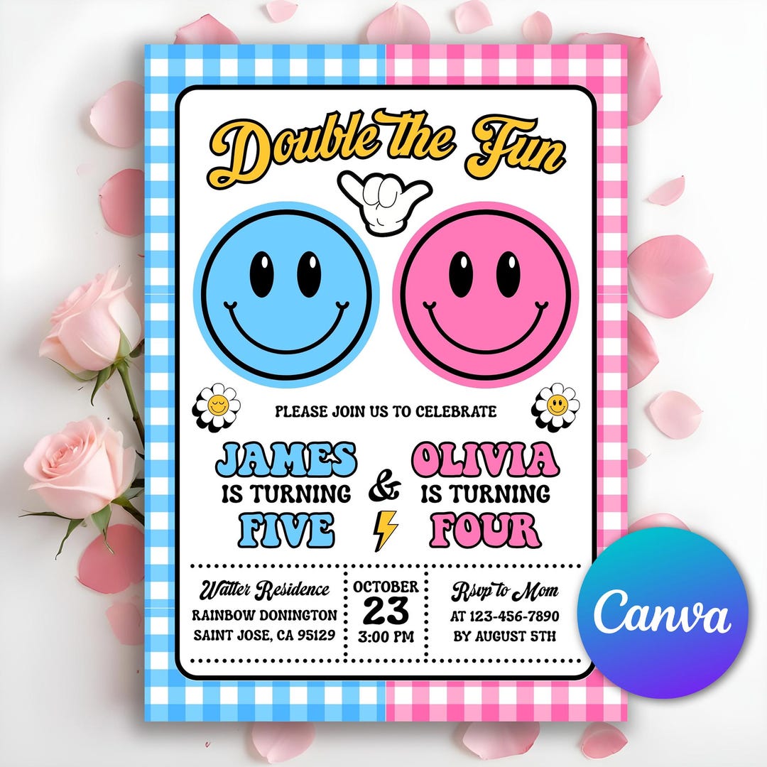 Joint Birthday Party Invitation, Sibling Birthday Invitation, Double ...