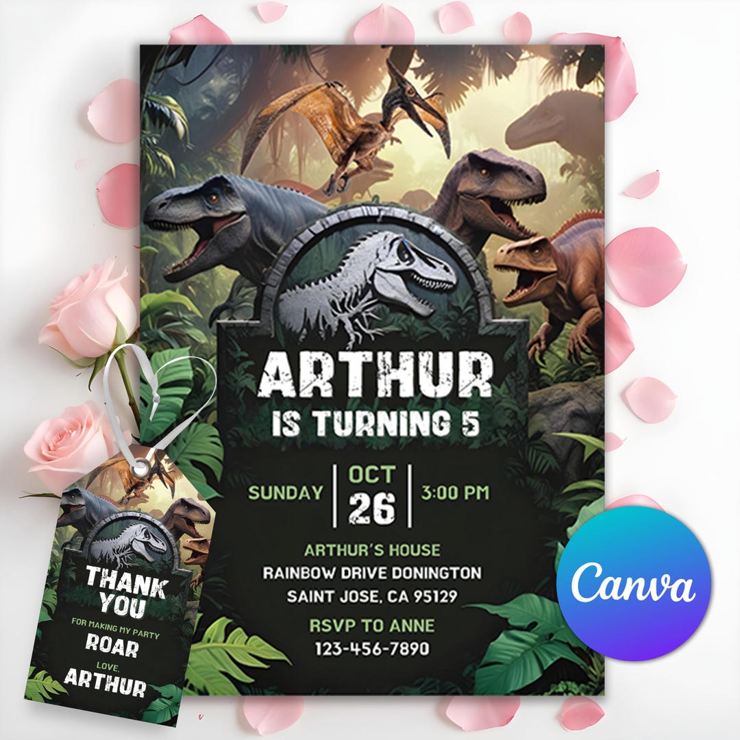 Dinosaur Party Invitation, Dinosaur World Invite, Dino Boy Birthday ...