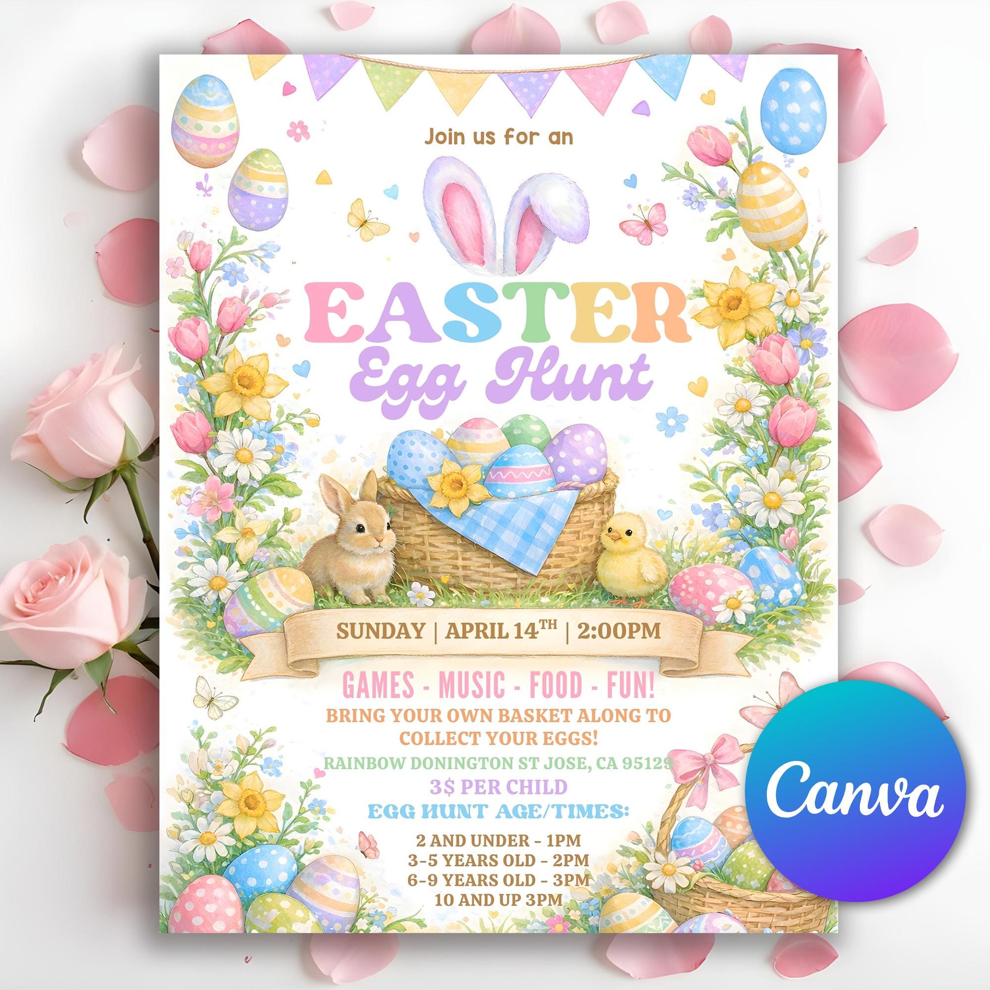 Easter Egg Hunt Flyer, Easter Egg Hunt Invitation, Church Easter Egg ...