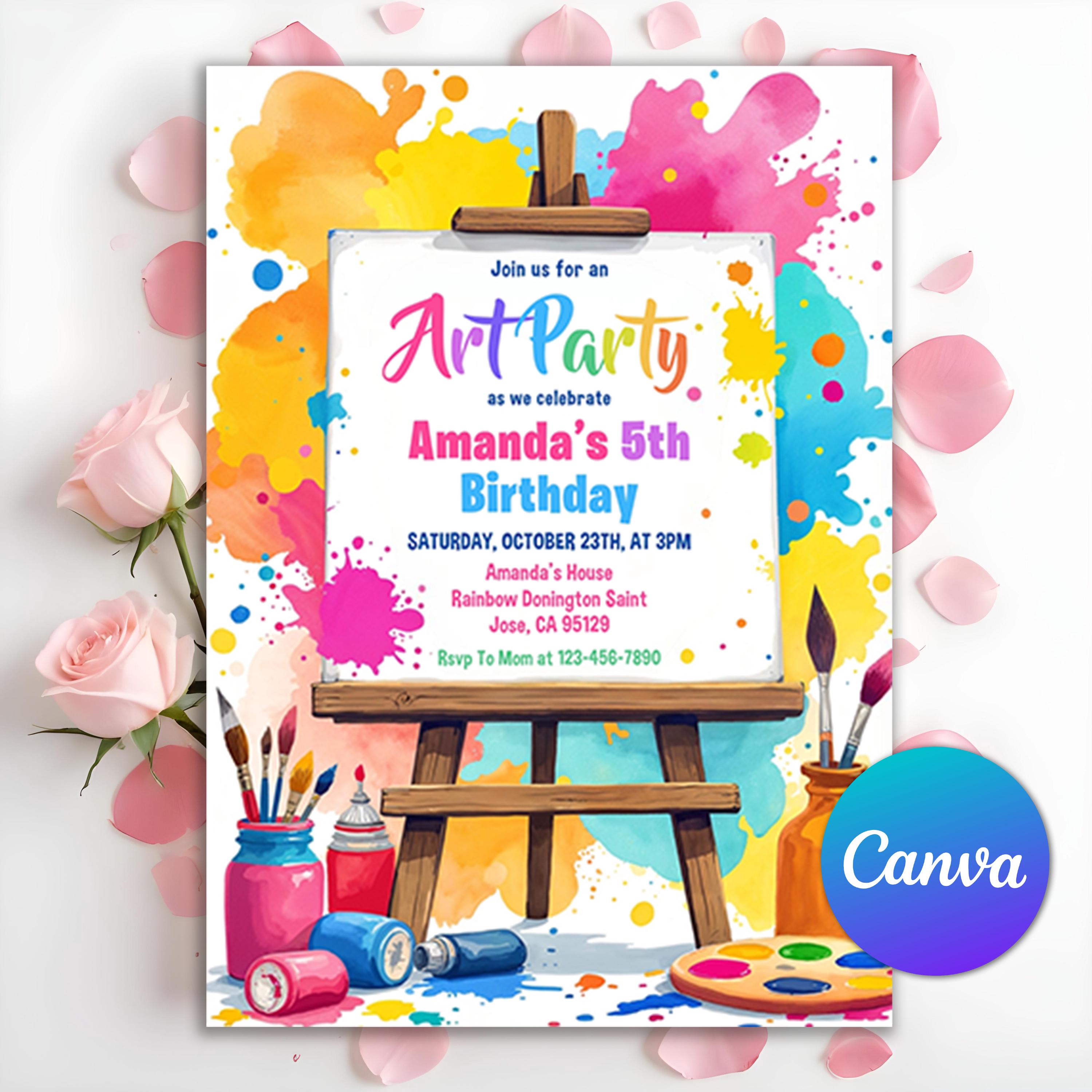 Art Birthday Party Invitation, Art in Party Birthday Invite, Art ...
