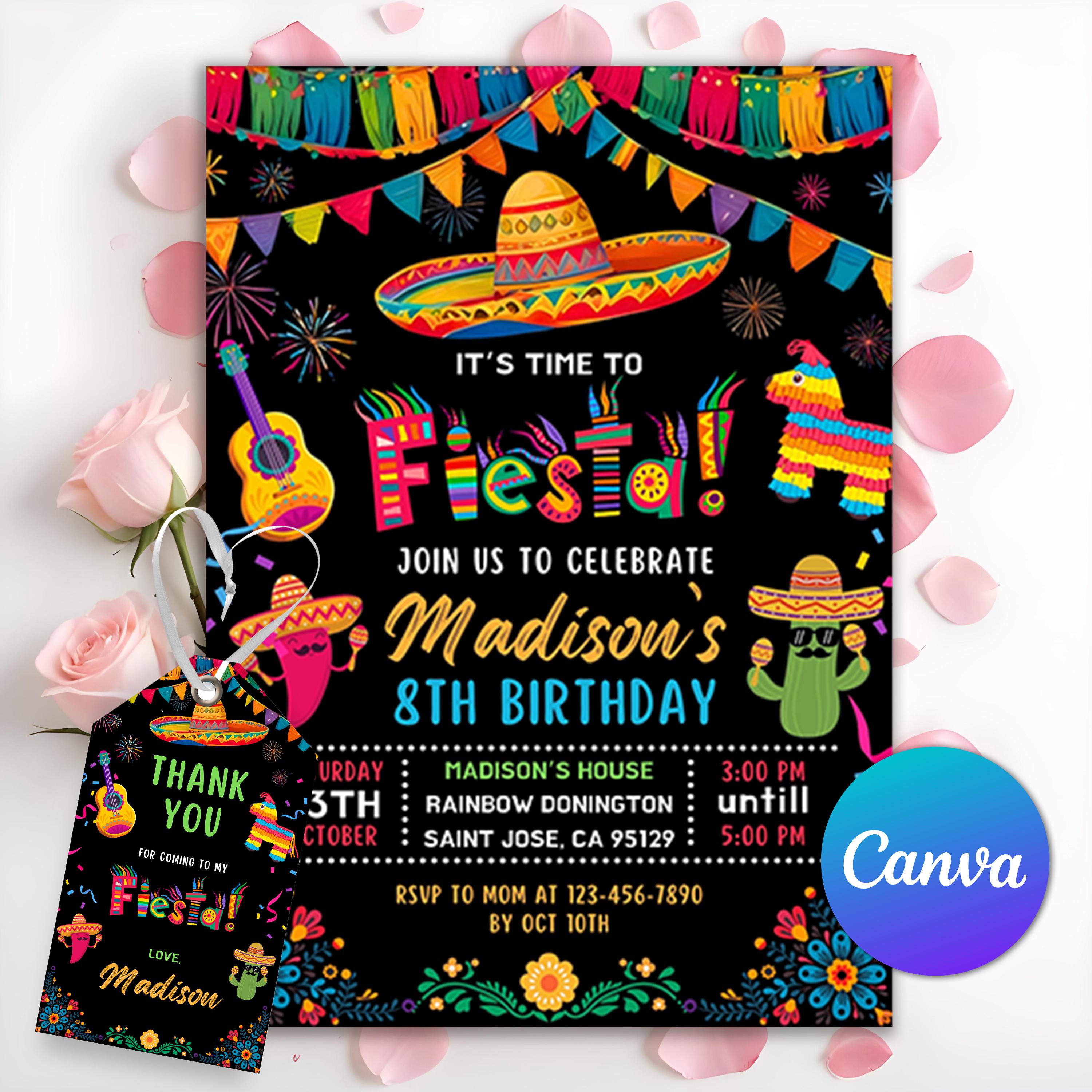 Fiesta Birthday Invitation, Mexican Floral Birthday Invite, Mexican ...