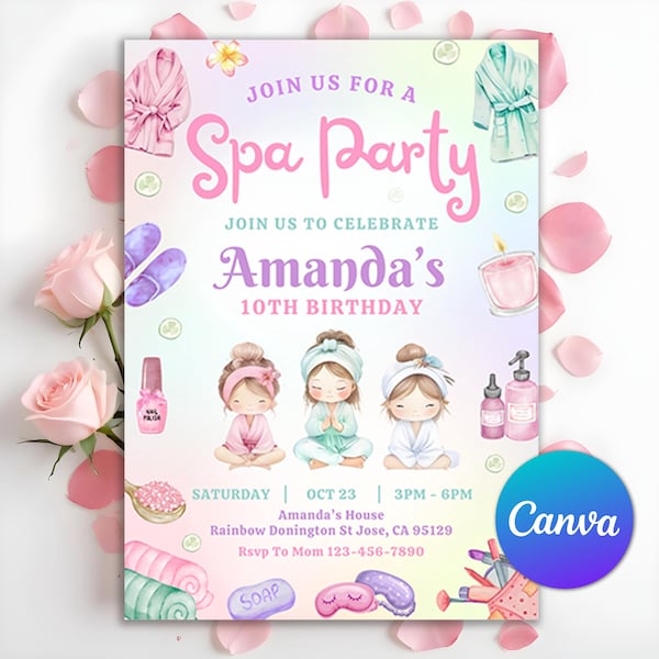 Spa Party Invitations for Girls - Etsy