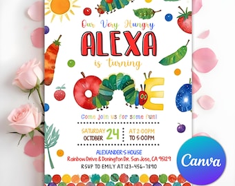 Very Hungry Caterpillar Birthday Invitation First Birthday Party Invite ...