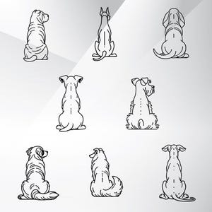 Dog Clipart From the Back, Line Art, Cute Dog Illustration Graphics ...
