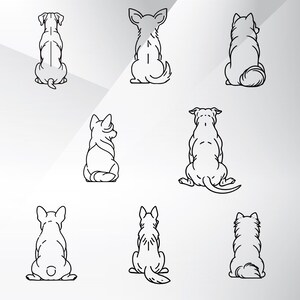 Dog Clipart From the Back, Line Art, Cute Dog Illustration Graphics ...