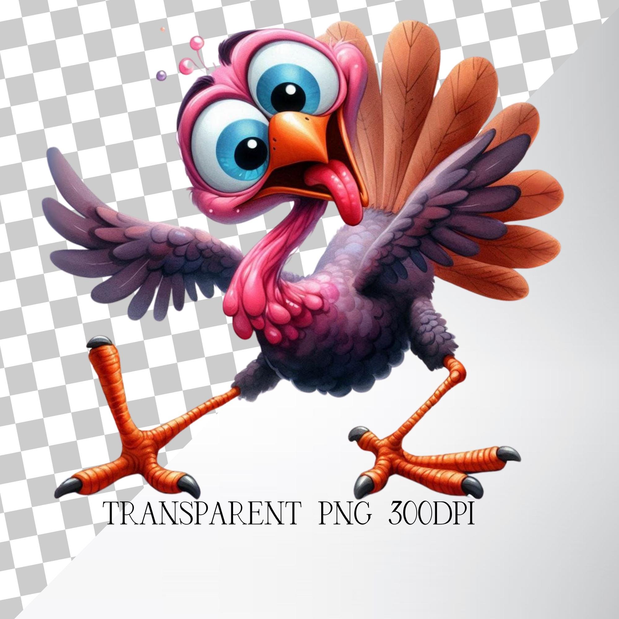 Quirky Turkey Christmas Clip Art, Fun Thanksgiving Graphics, Cartoon ...