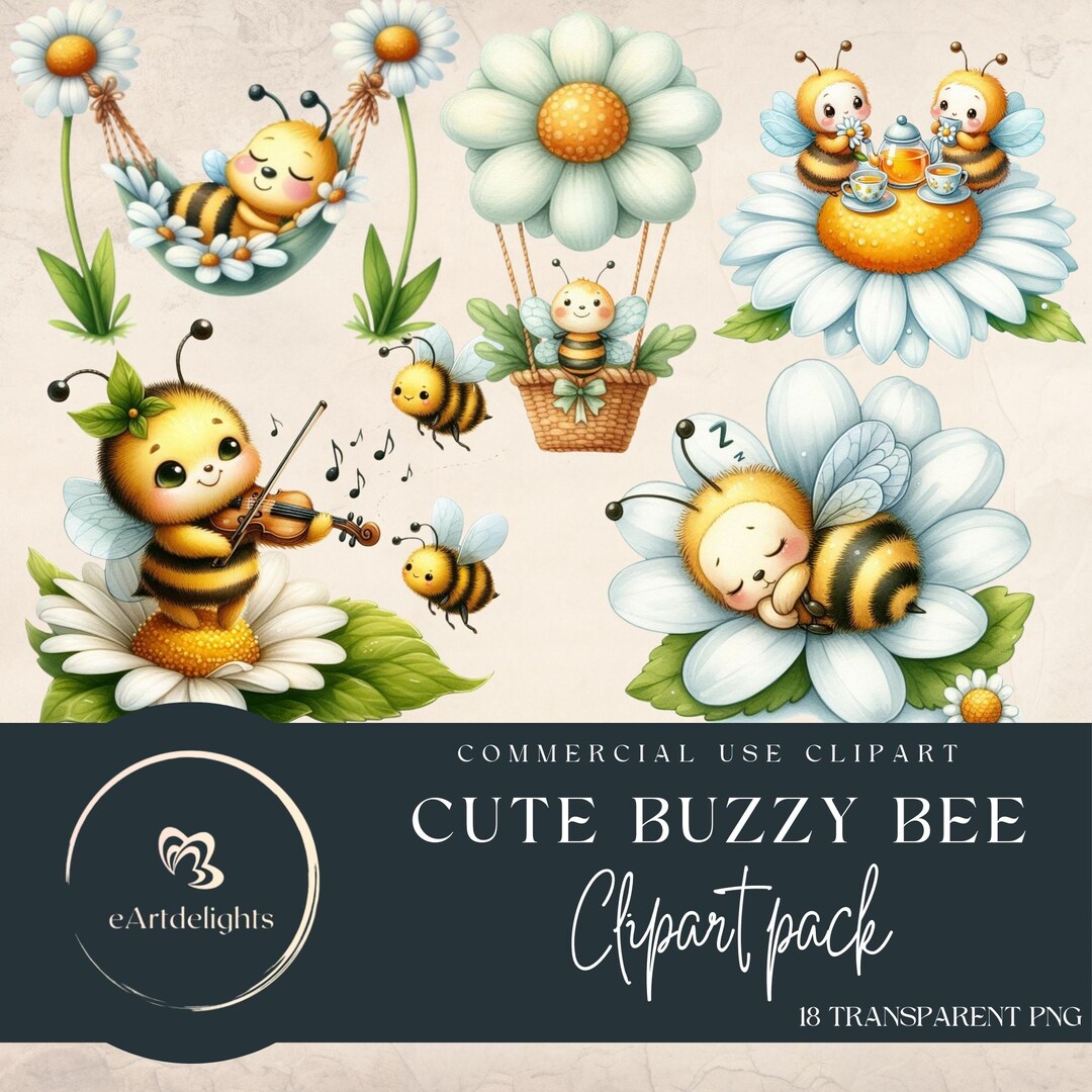 Cute Buzzy Bee Clipart | Honey Bee PNG Pack - Etsy Australia