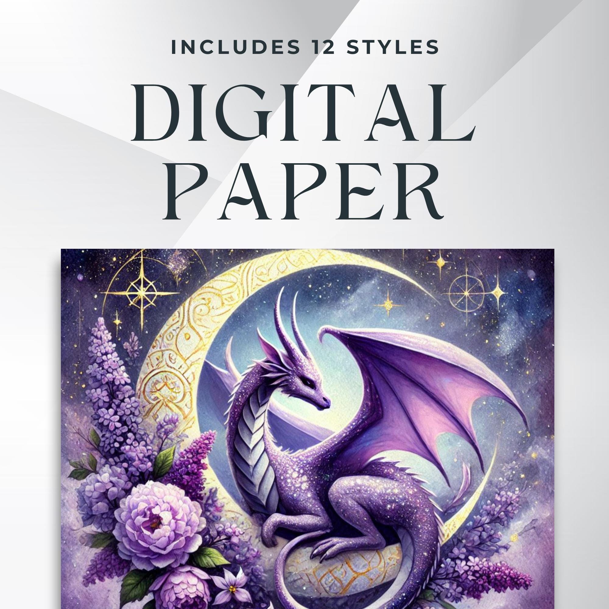 Fantasy Dragons Watercolor Digital Papers, Dragon Rider Art, Magical ...