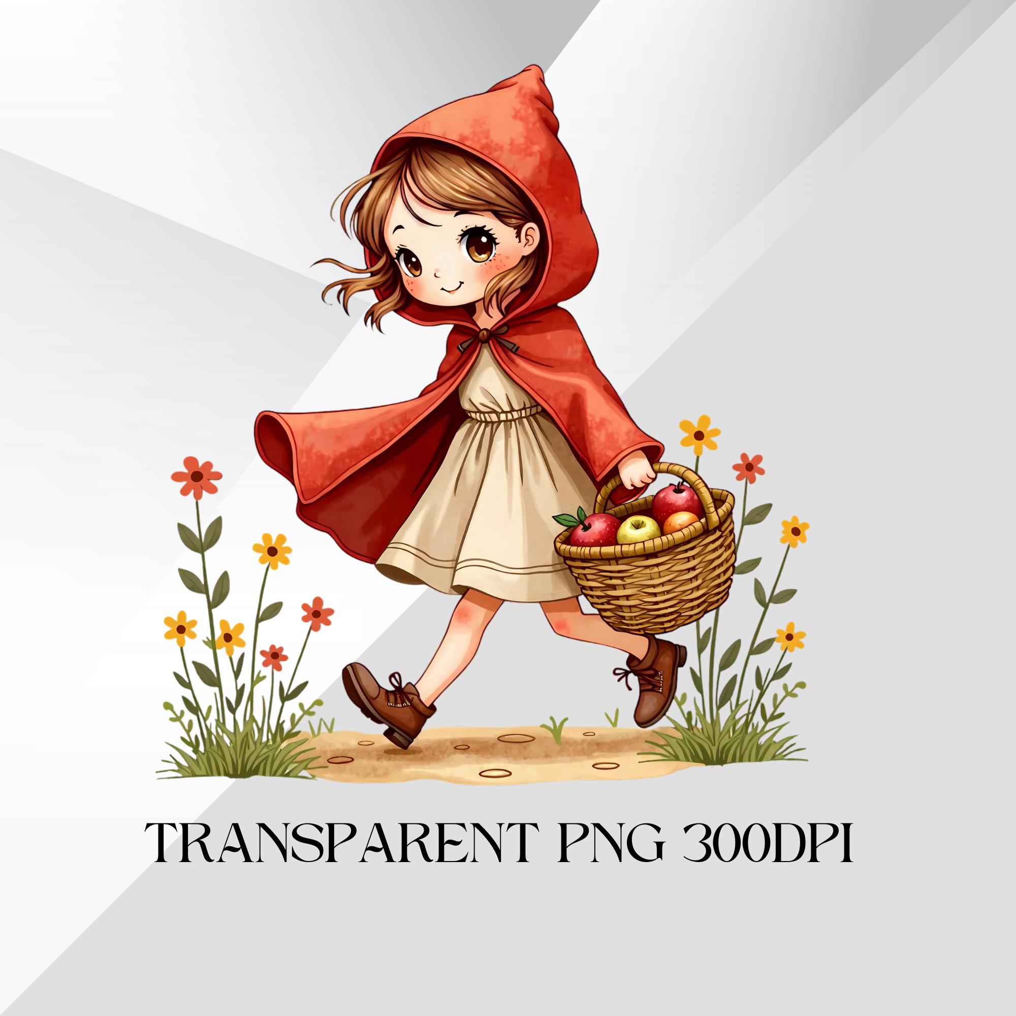 Little Red Riding Hood Clipart Pack – Fairy Tale PNG Set – Storybook ...