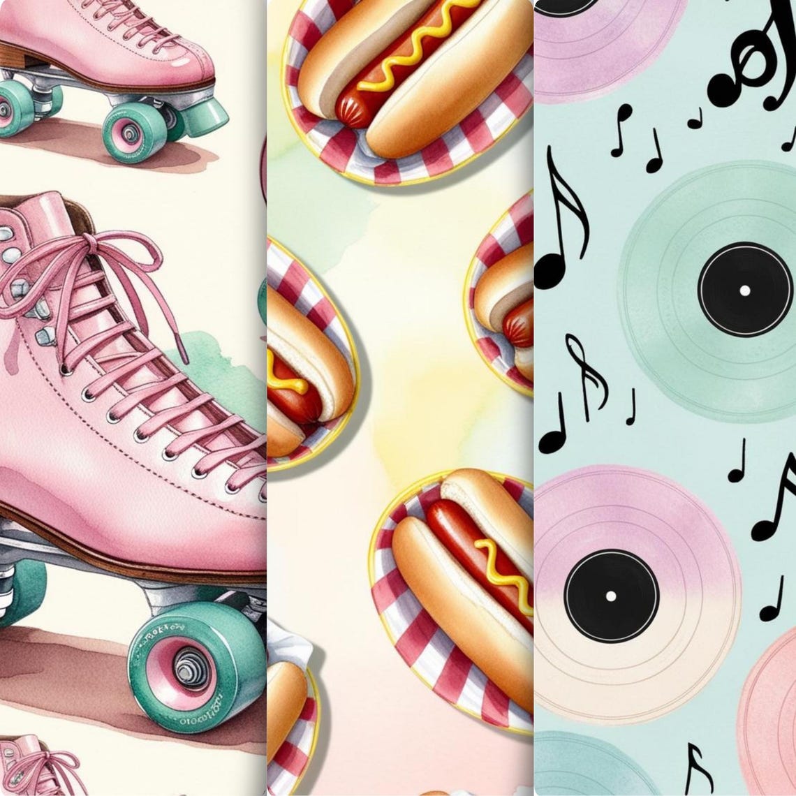 Retro 50s Diner Digital Papers: Sock Hop Scrapbook (digital Download ...
