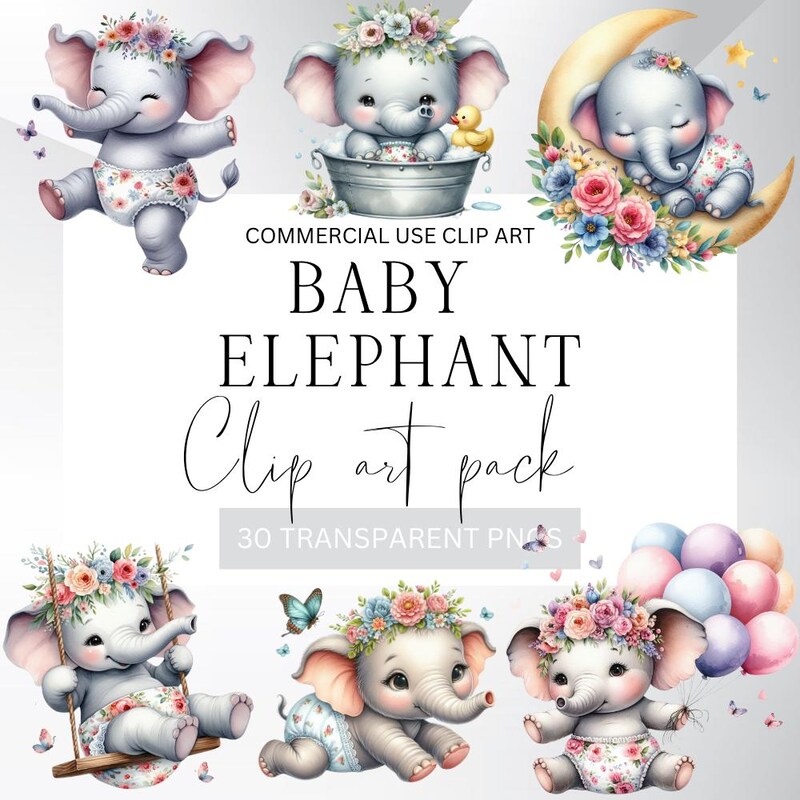 Elephant Clip Art - Etsy