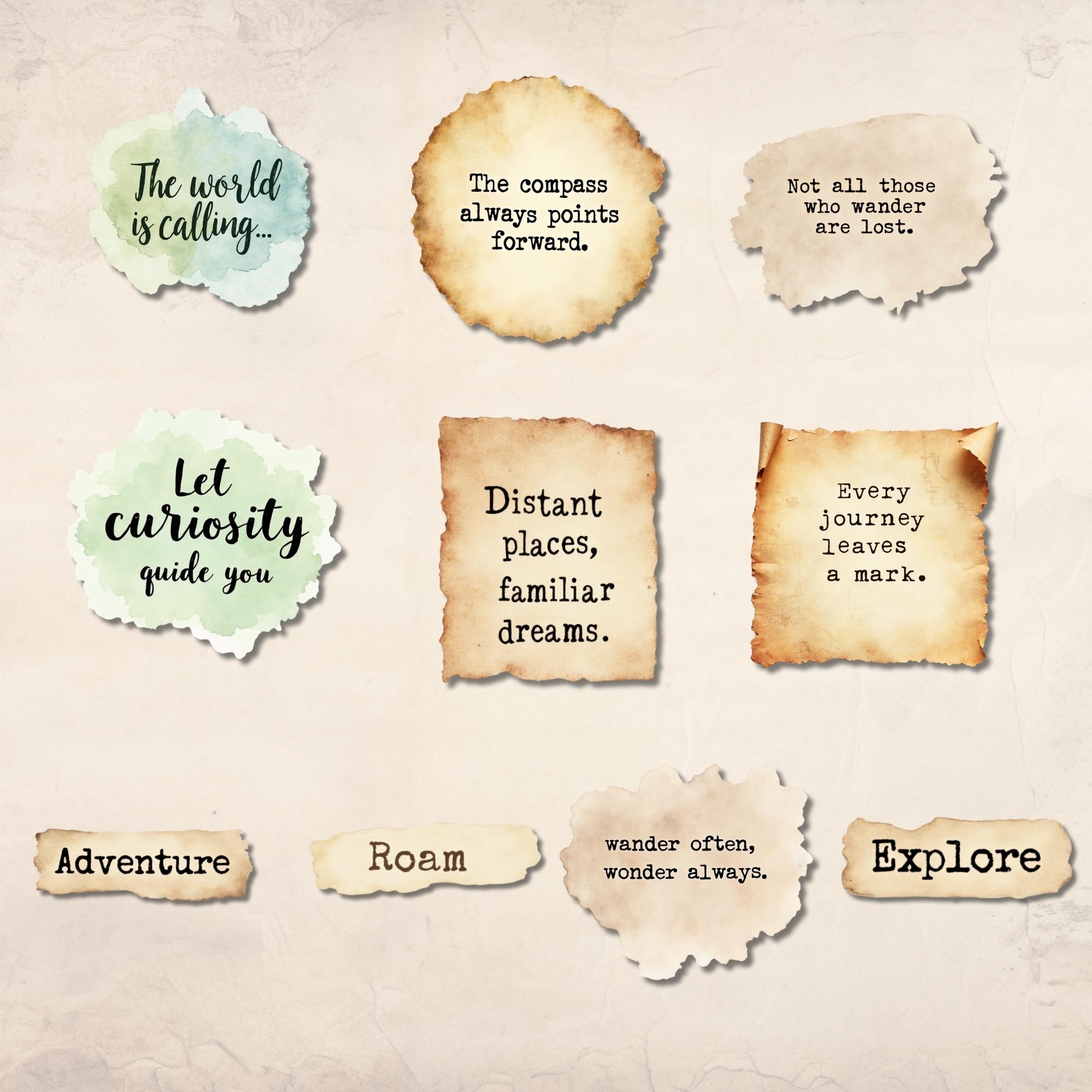 Wanderlust Vintage Travel Clipart Pack | Retro Adventure Illustrations ...