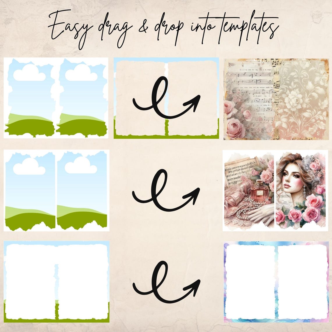 Junk Journal Canva Templates: Vintage Page Layouts & Frames (digital ...