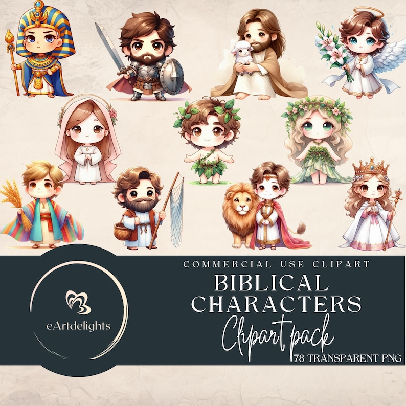 Biblical Characters Clipart Set: Christian Bible Story Pngs (78 Files ...