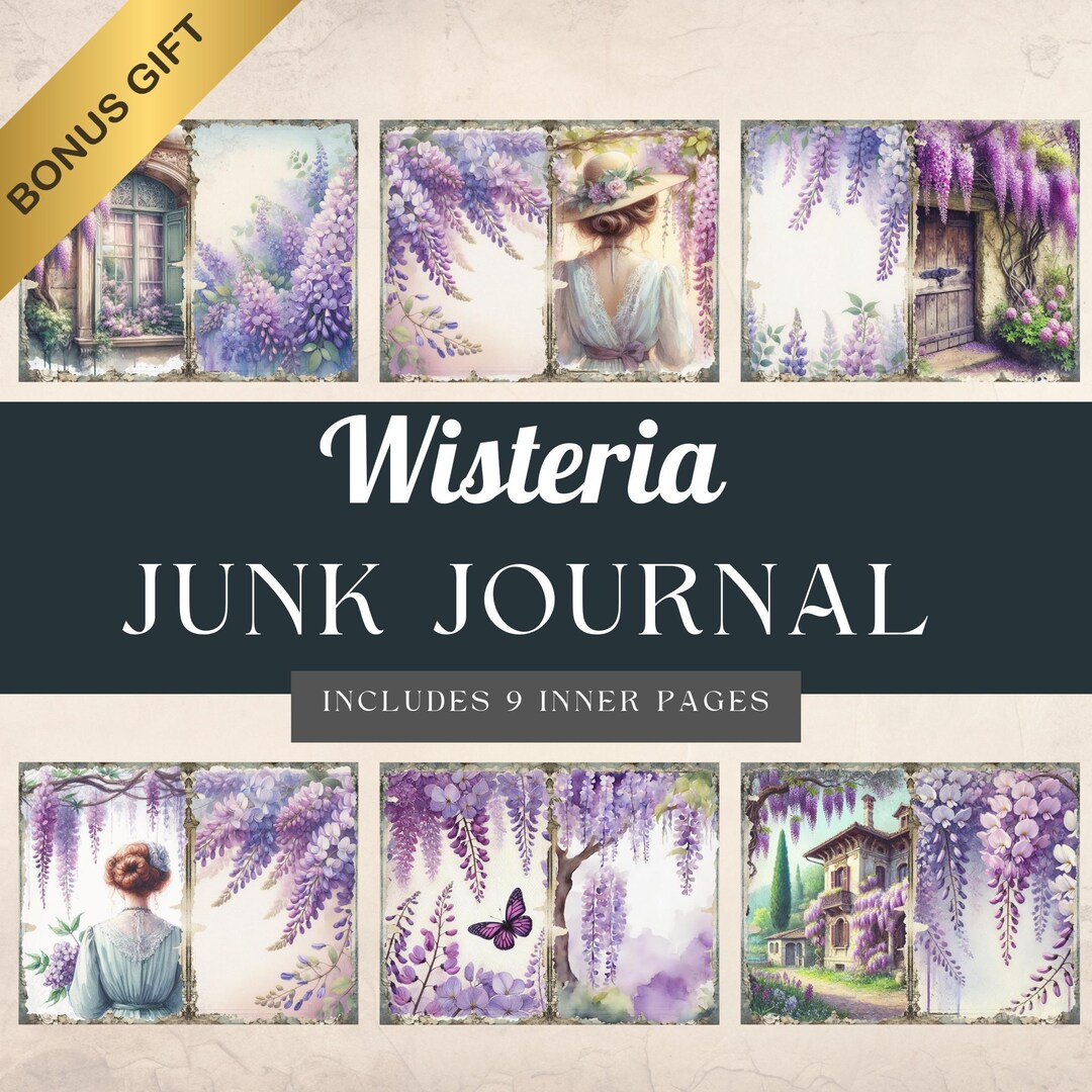 Wisteria Junk Journal, Vintage Floral Journal Pages, Purple ...