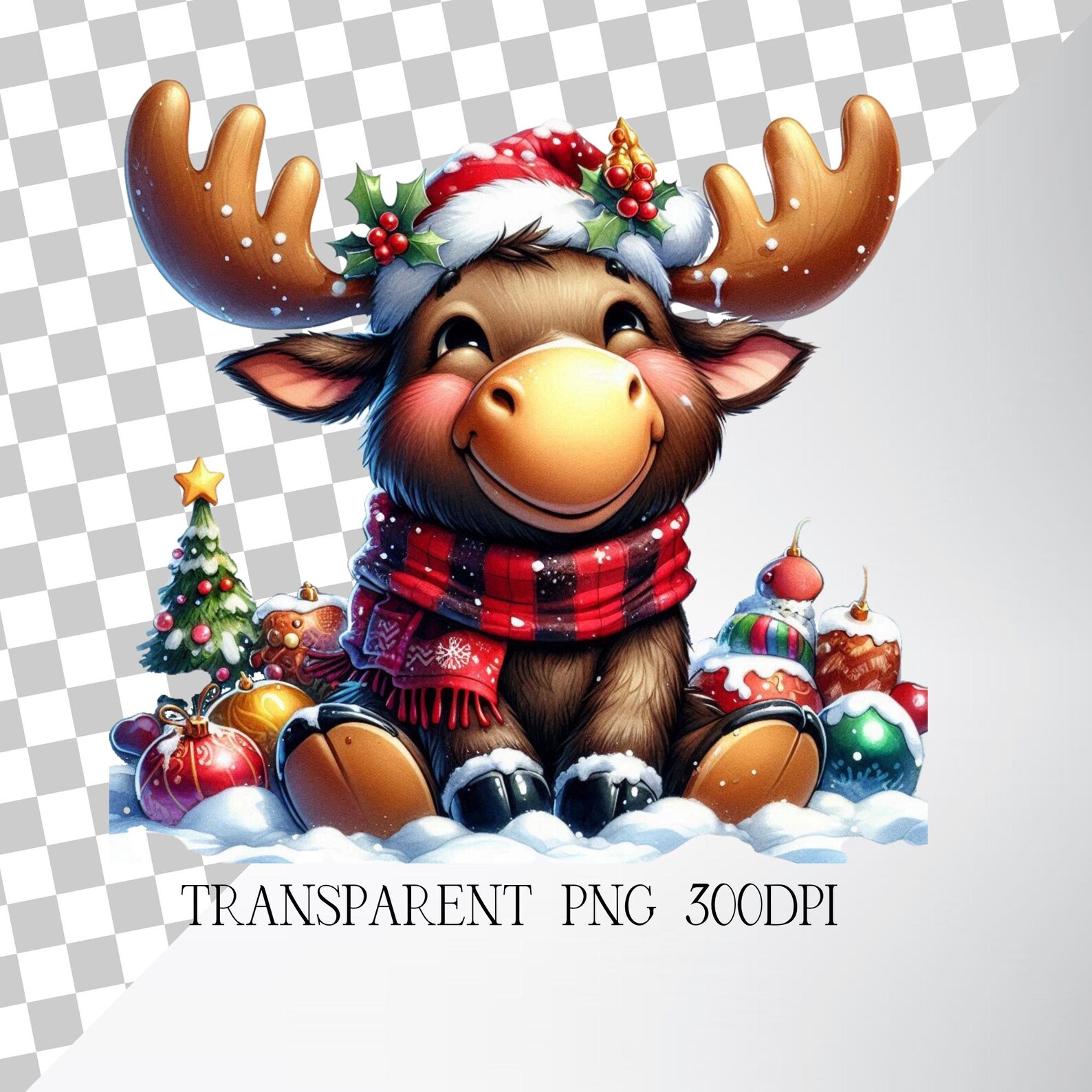 Christmas Moose Cartoon Clipart Pack, Adorable Festive Moose ...