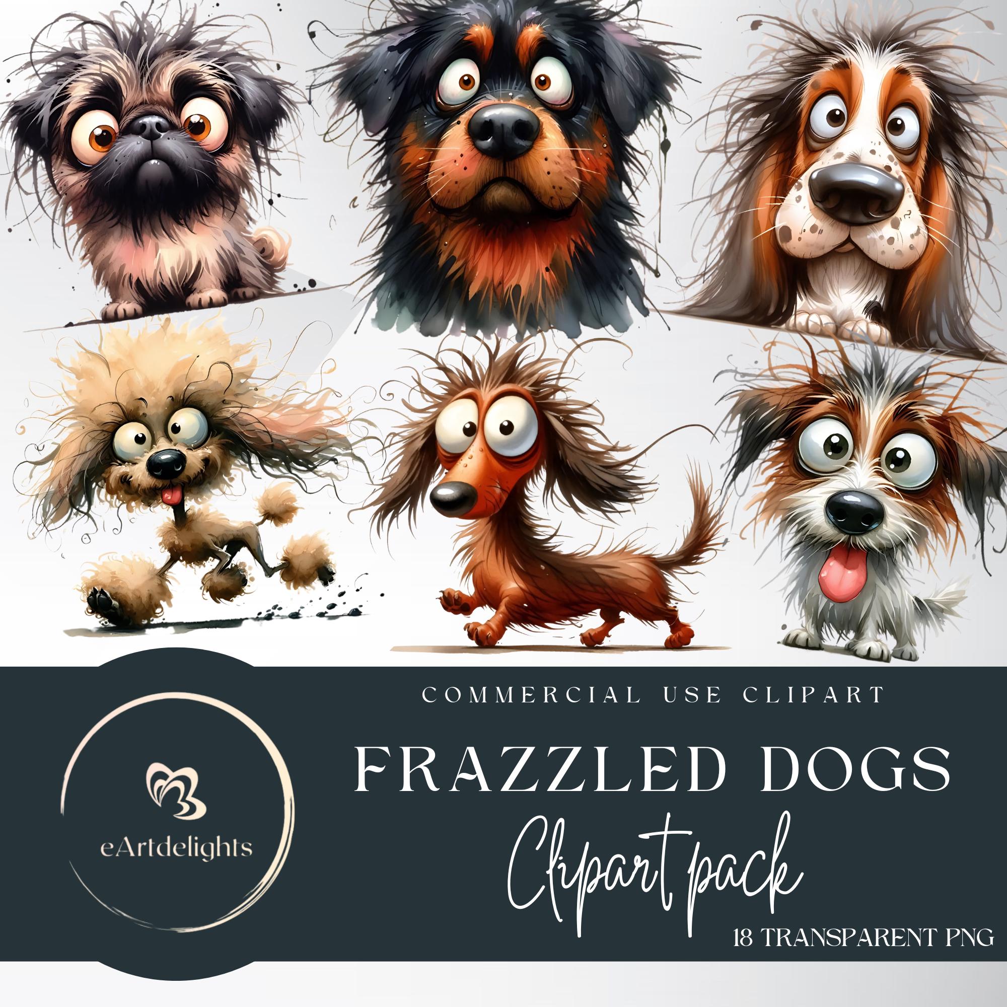 Frazzled Dogs Clipart – Funny Dog PNG Bundle – Scruffy Puppy Art ...