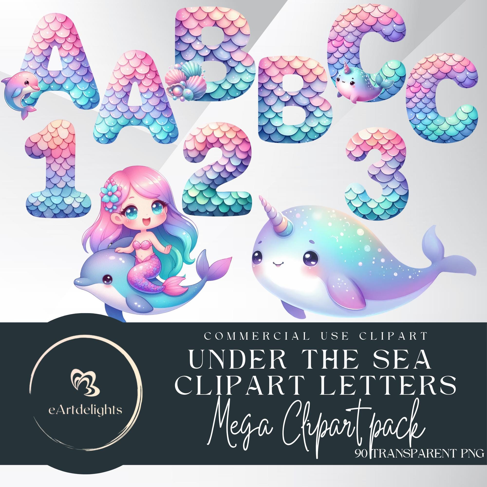 Under the Sea Clipart Letters and Numbers - Etsy