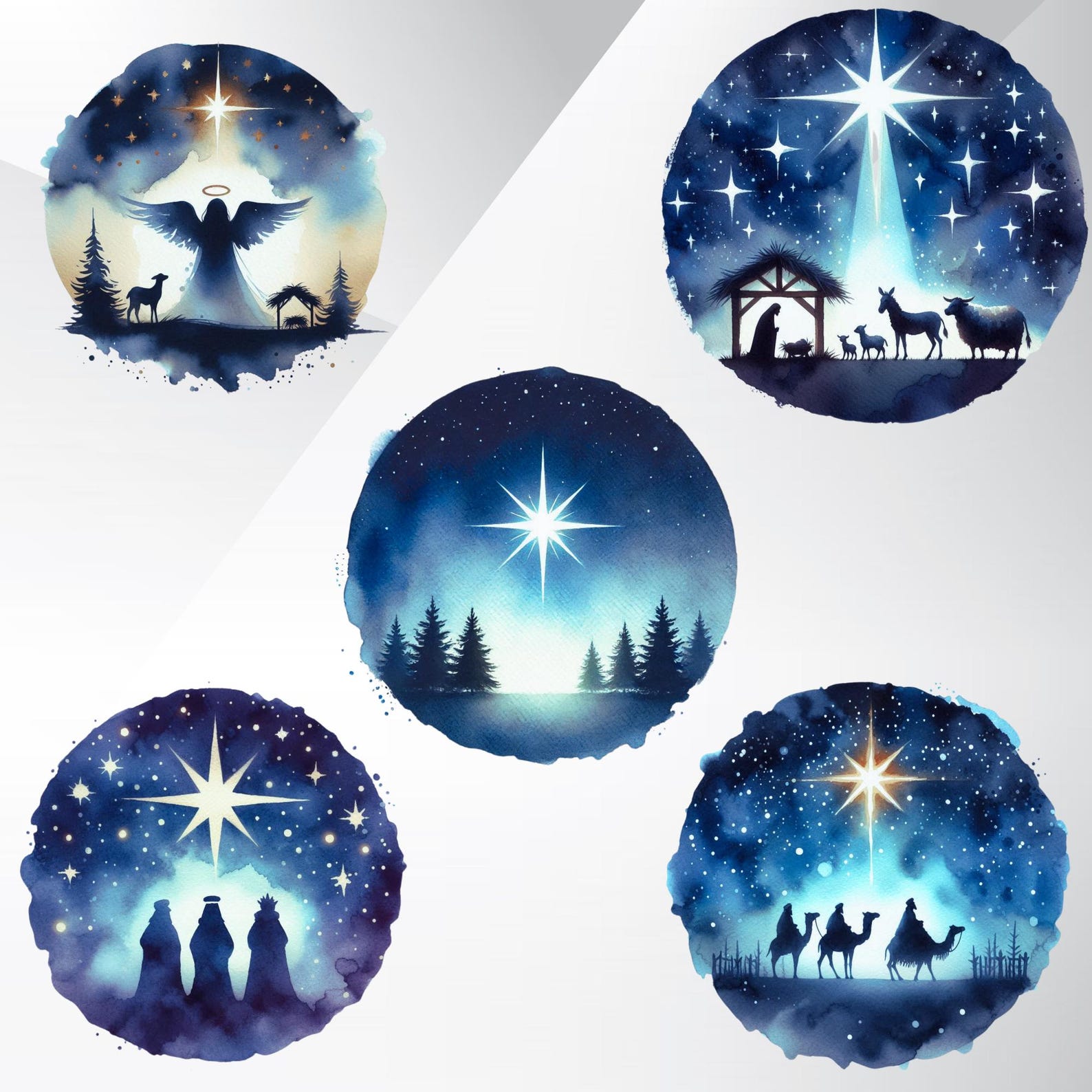 Nativity Scene Clipart Set - Religious Christmas Digital Art ...