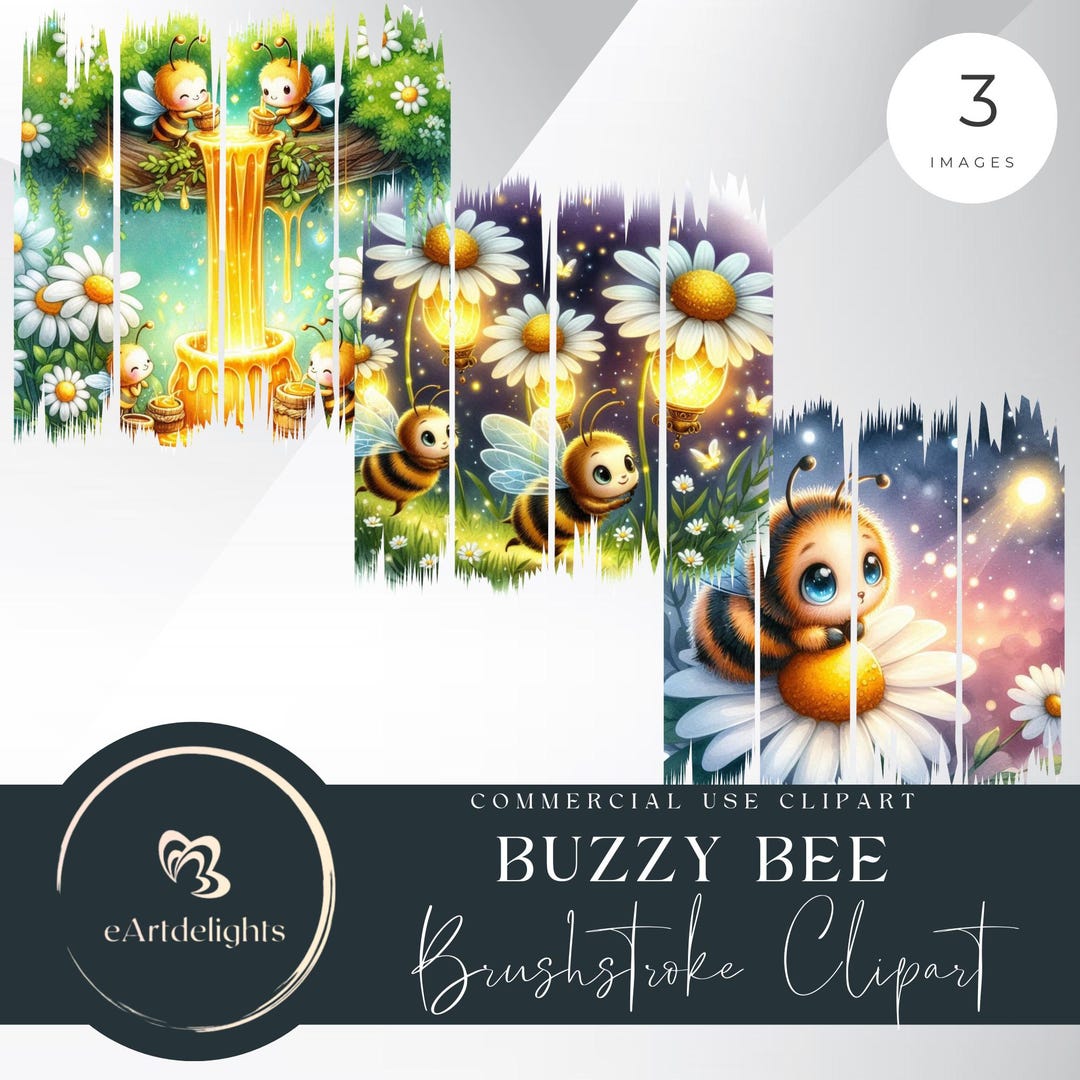 Bee Brushstroke Clipart Set, Honeycomb, Daisy (digital Download - Etsy