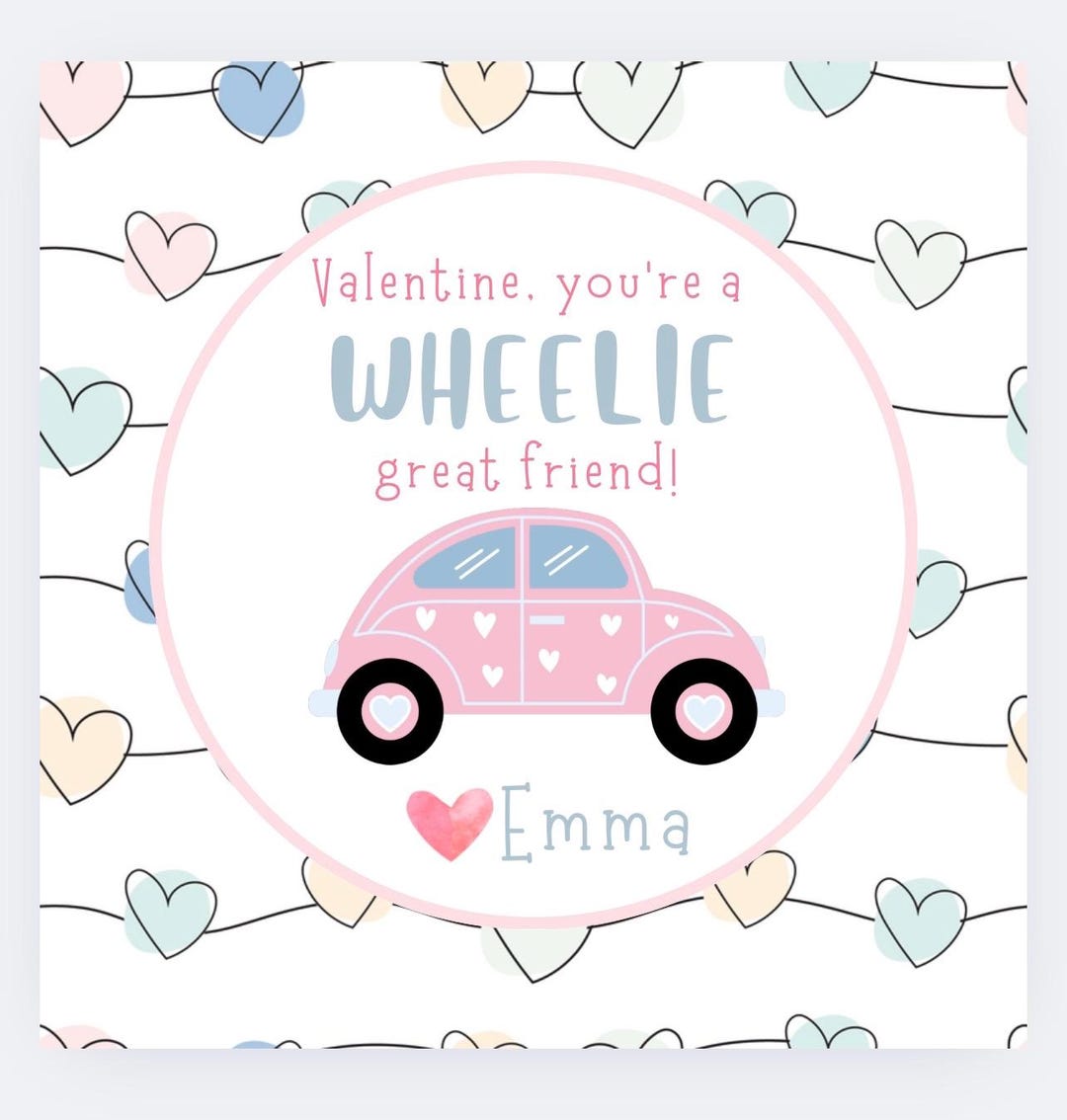 Printable Valentines, Personalized, Wheelie Great Valentine, Valentines ...