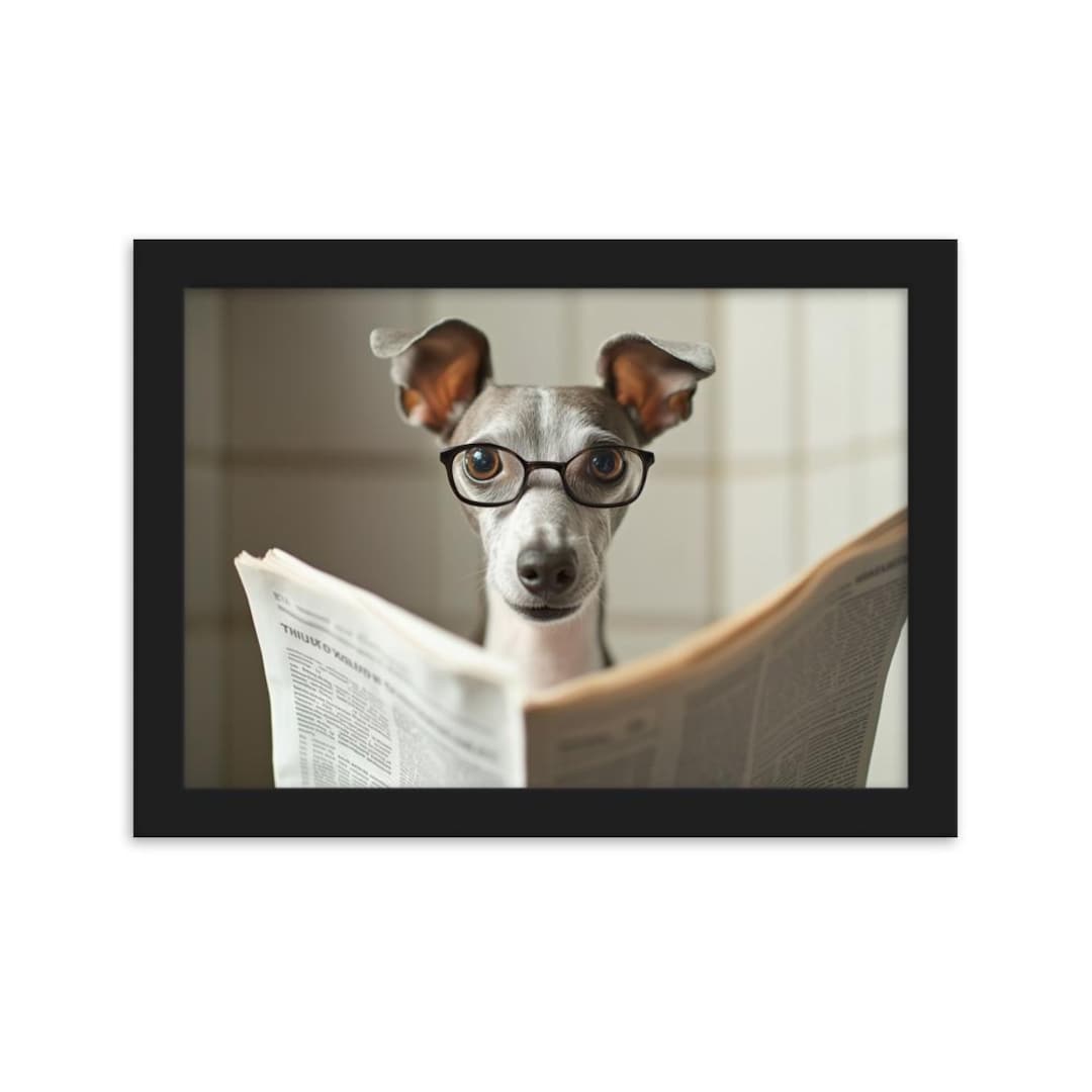 Funny Whippet on the Toilet Art Print Sophisticated Whippet Wall Art ...