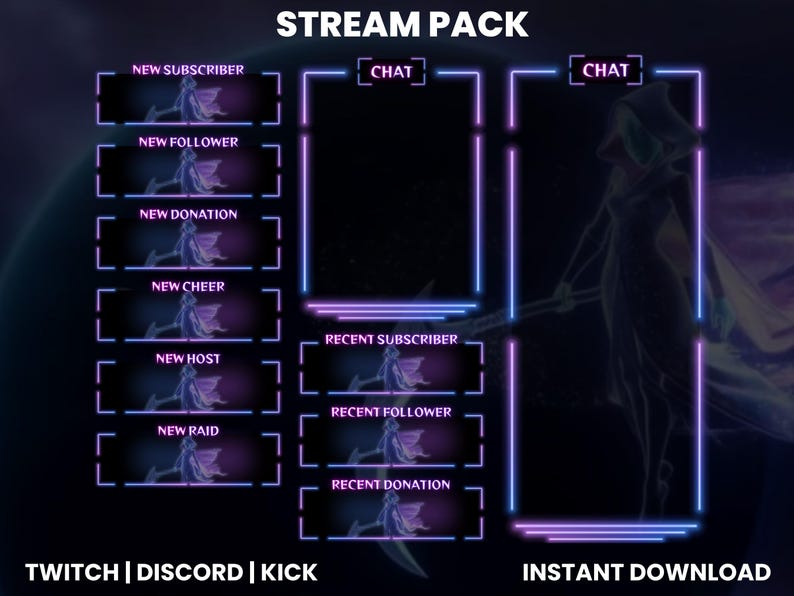 Celestial Stream Overlay Pack for OBS Twitch Kick – Animated Galaxy ...