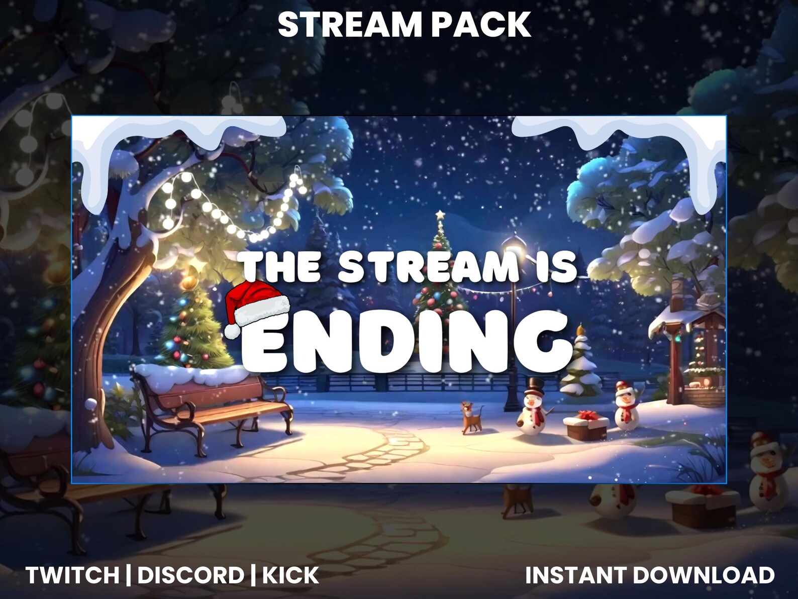 Snow Christmas Twitch Stream Pack | Twitch Screen Overlay | Webcam ...