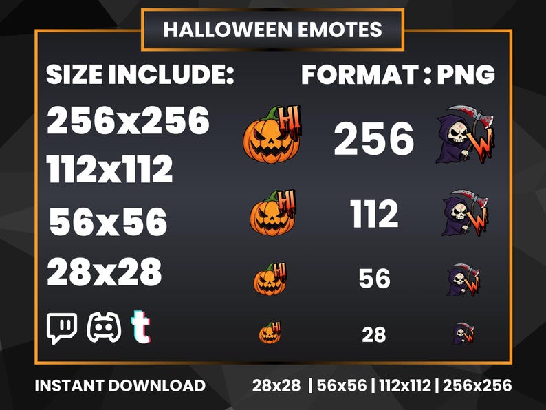 Halloween Emotes | Spooky Twitch Emotes Pack | Pumpkin Ghost Reaper ...