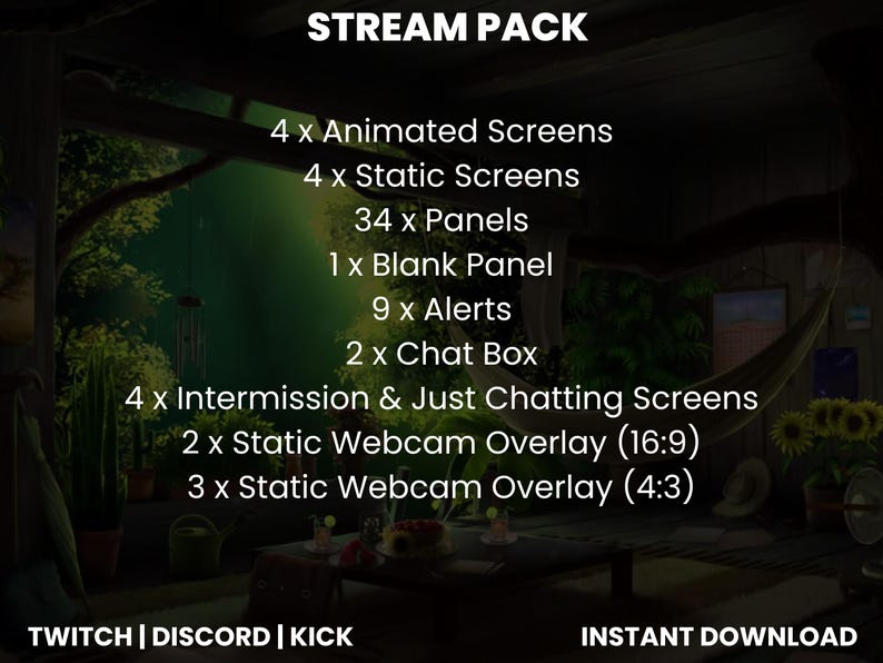 Cozy Nature Stream Overlay Pack for OBS Twitch Kick – Animated Forest ...