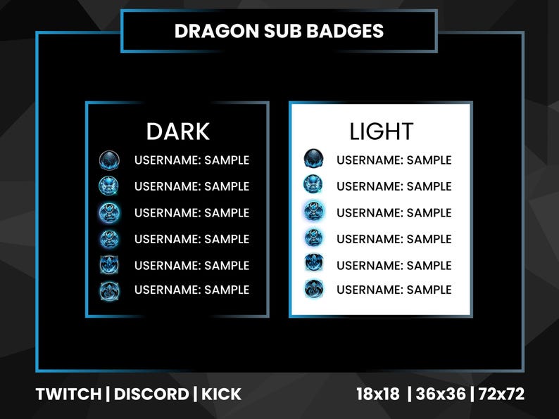 Ice Blue Dragon Sub Badges for Twitch, Kick, Discord | Evolving Frozen ...