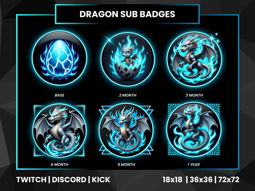 Blue Dragon Sub Badges for Twitch, Kick & Discord – Mythical Dragon Egg ...