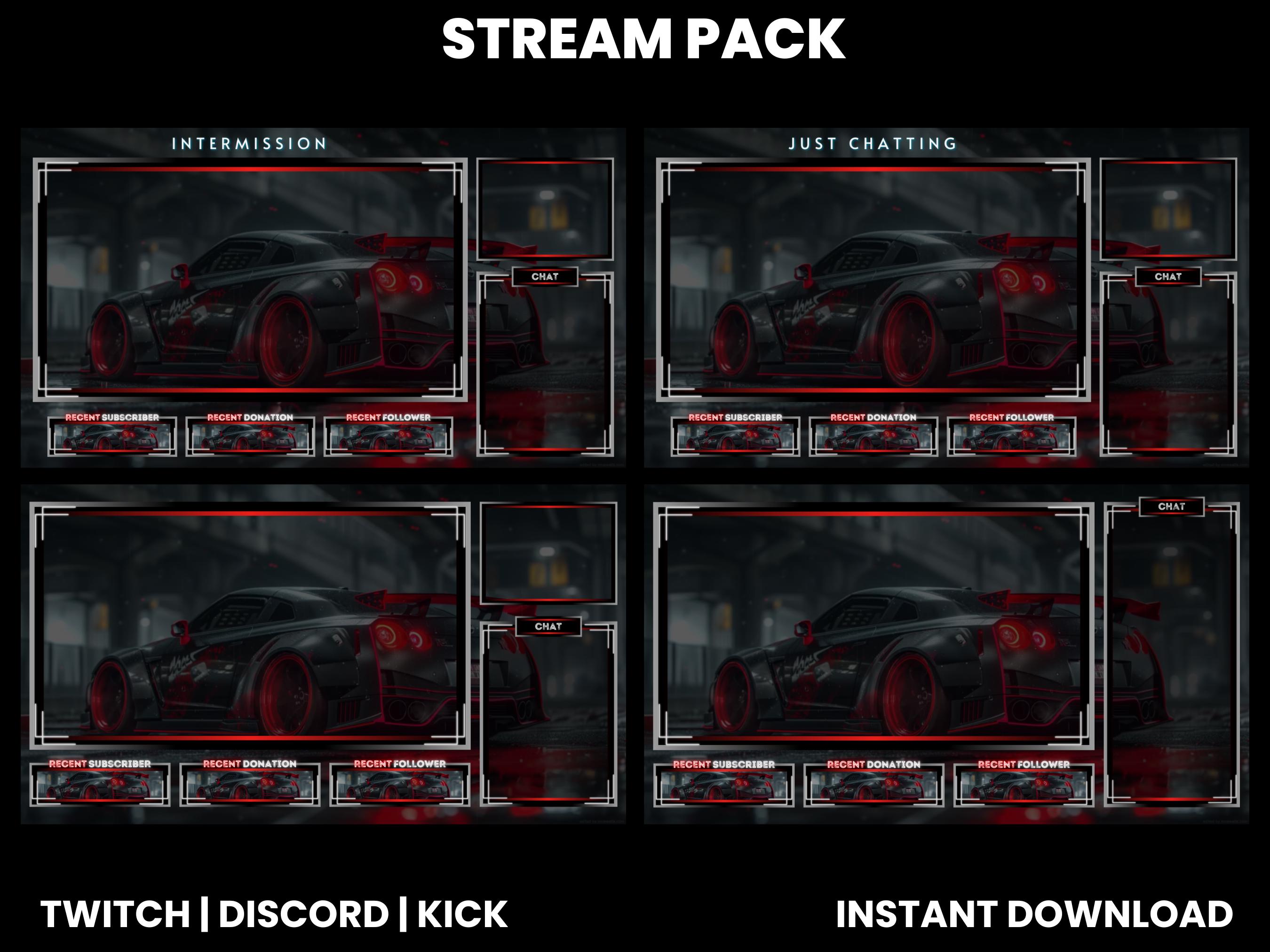Animated Twitch Stream Pack | Twitch Screen Overlay | Sports Car Stream ...
