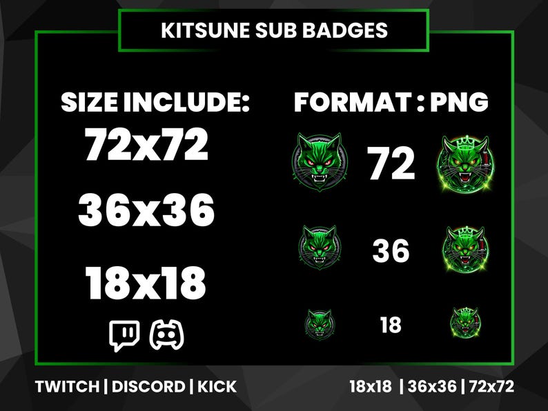 Ninja Kitten Twitch Sub Badges | Twitch Badges | Green Bit Badges ...