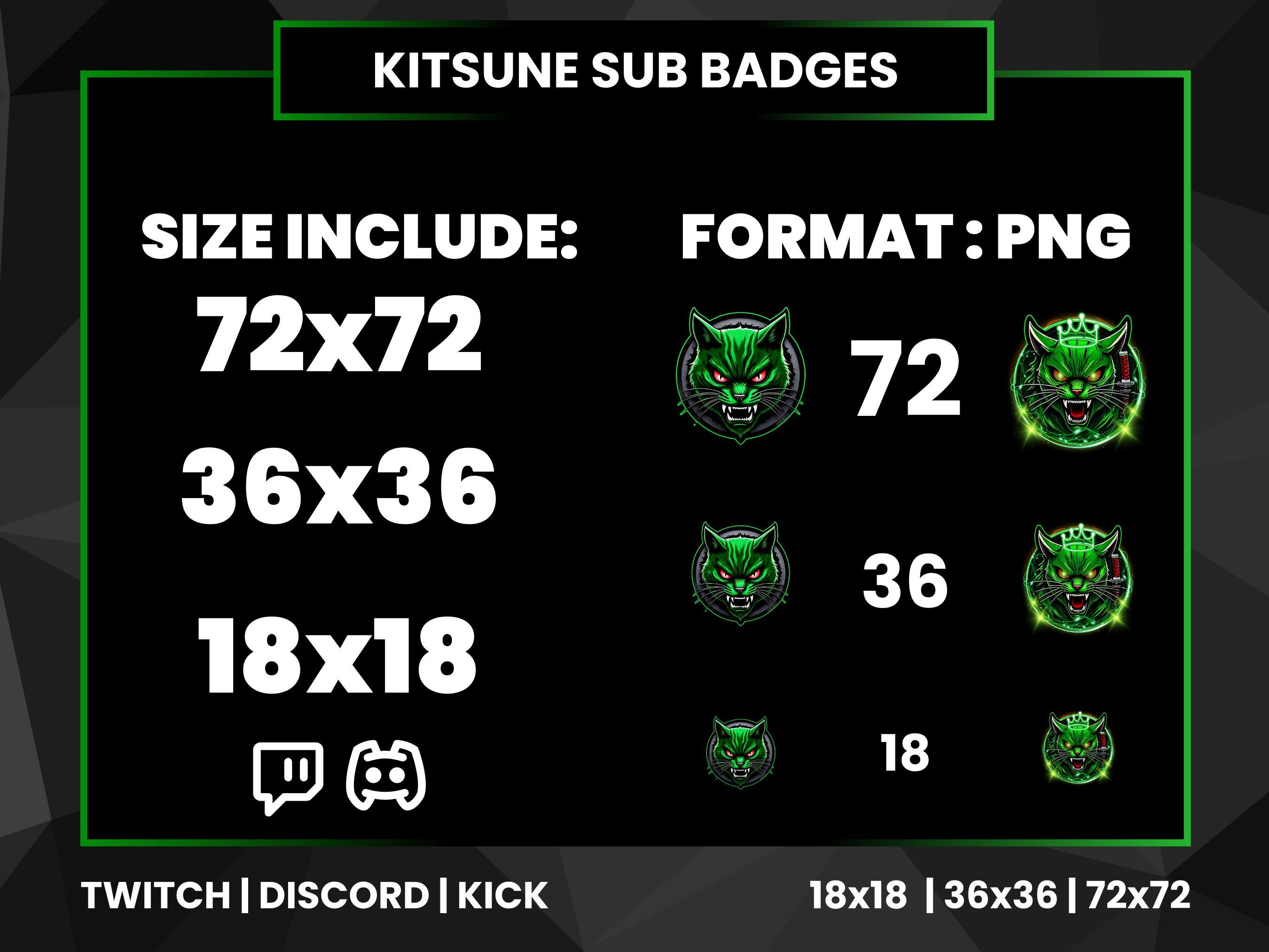 Ninja Kitten Twitch Sub Badges | Twitch Badges | Green Bit Badges ...