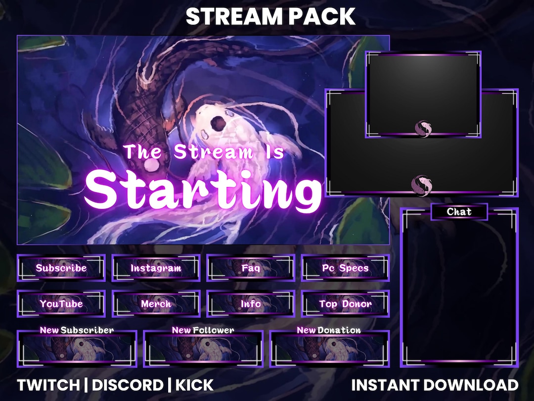 Yin and Yang Koi Stream Pack | Animated Stream Pack | Koi Fish | Twitch ...