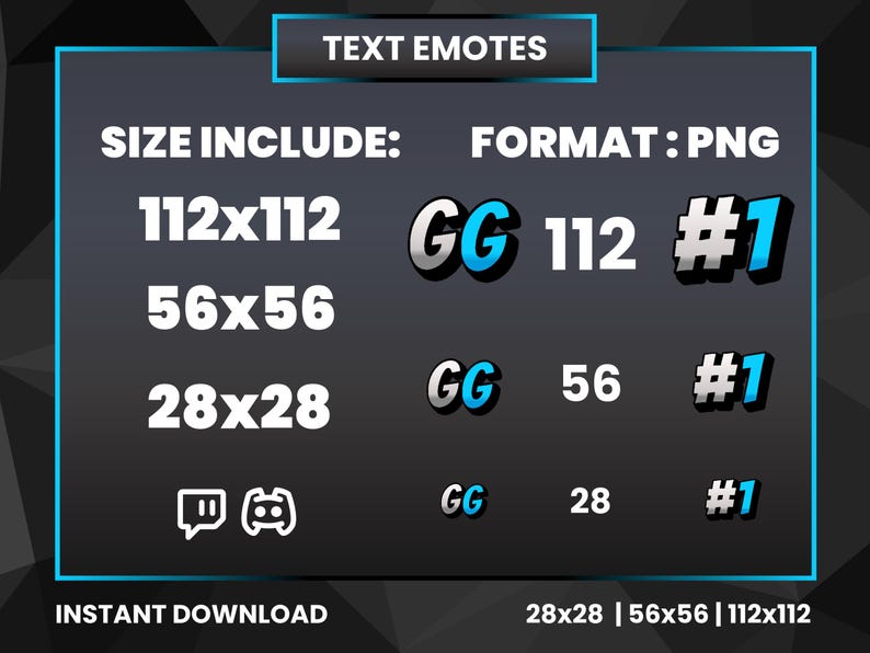 50 Text Emotes | Grey Blue Text Emotes | Twitch Emotes | Discord | Kick ...