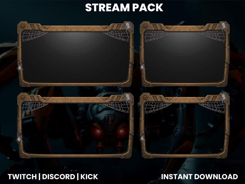 Spider Mech Stream Overlay Pack for OBS Twitch Kick – Animated ...
