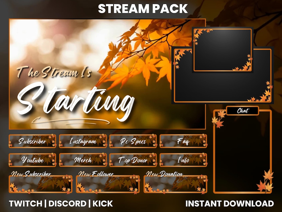 Autumn Stream Pack for Twitch, Youtube & Kick | Cozy Fall Overlay Set ...