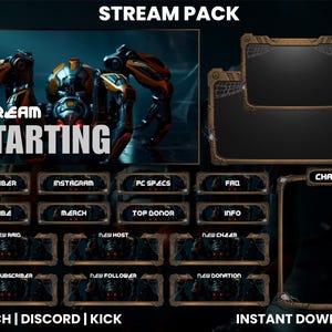 Spider Mech Stream Overlay Pack for OBS Twitch Kick – Animated ...