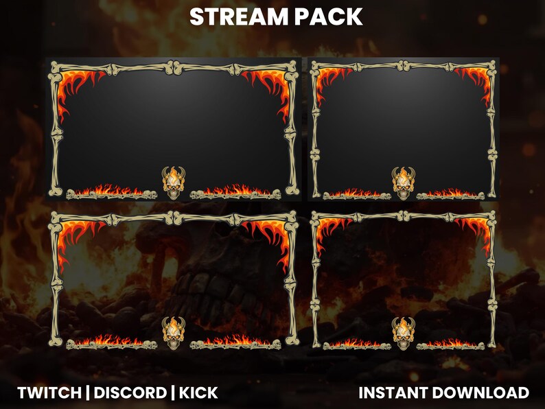 Burning Skull Stream Pack | Twitch Stream Pack | Webcam Overlay ...